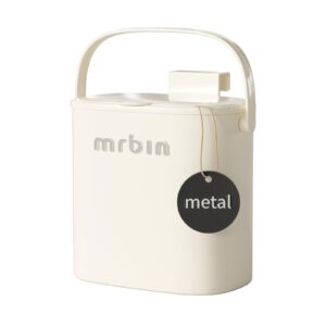 mrbin compost bin countertop and hanging kitchen trash can with lid, small metal dustbin for food waste recycle indoor, white