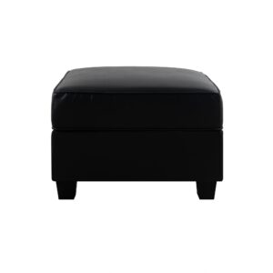 Naomi Home Square Ottoman Module for Modular Sectional Sofa, Storage Ottoman Footrest and Square Seat Cube, Air Leather Foot Stool - Black