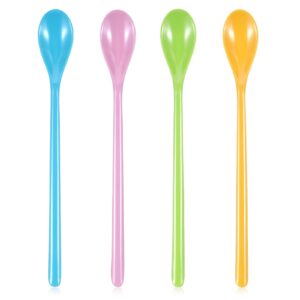 4pcs 8.9 inches long handle spoons iced tea spoons long handle mixing spoon long plastic ice handle spoon coffee spoons colorful teaspoons long teaspoons for ice cream sundae cocktail hot chocolat