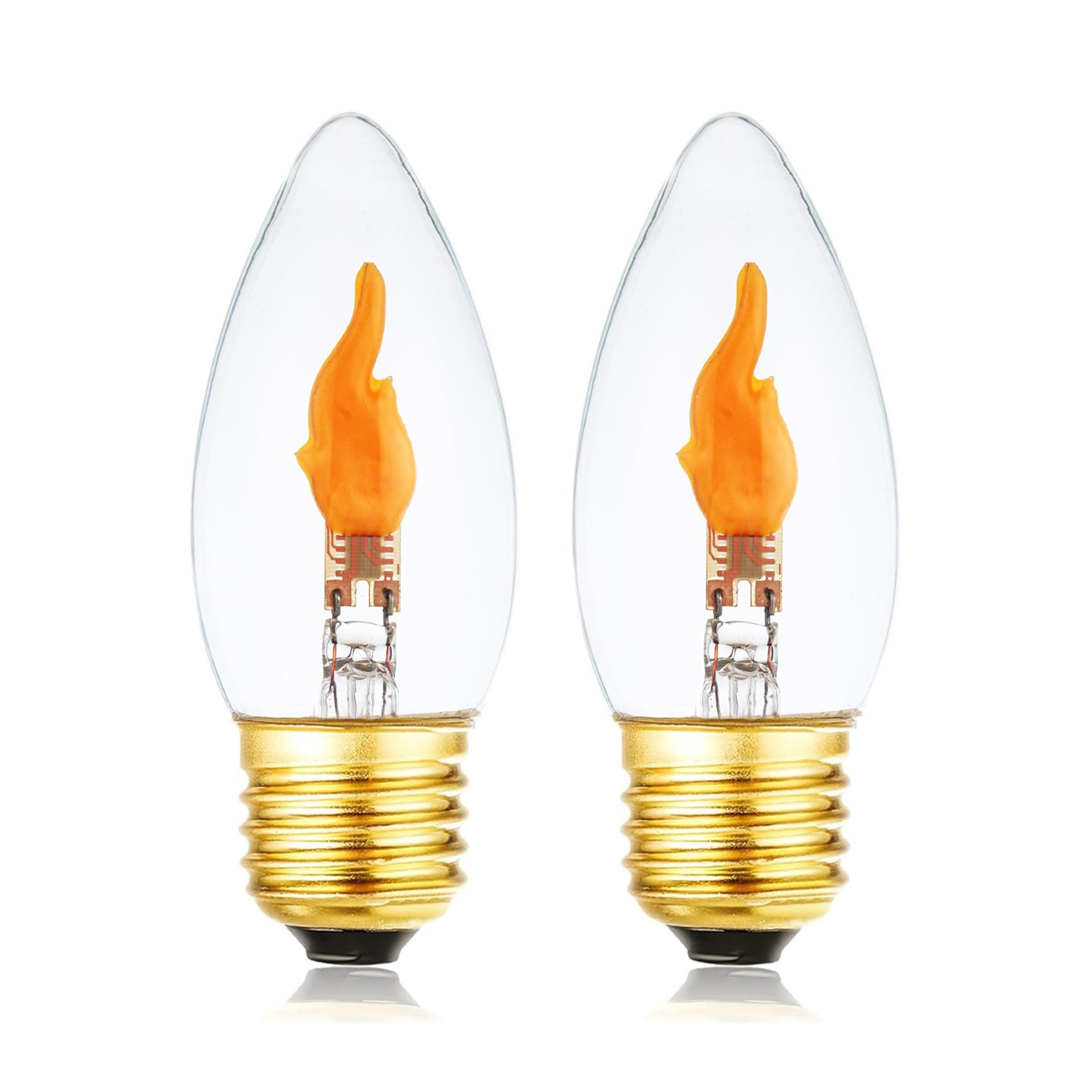 Sunaiony LED Flickering Light Bulbs E26 Flame Effect Bulb Standard Base, Fire Light Bulbs for Halloween Christmas Decoration, 2 Pack