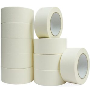 totdtda masking tape 2 inch, 10 pack white masking tape bulk for general purpose use, 2 inches x 55 yards x 10 rolls (550 total yards)