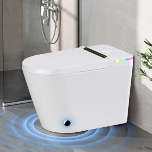 smart bidet toilet with unlimited heated water/adjustable washing settings/air dryer/led-light, one piece bidet-toilet with remote control/auto open&close cover