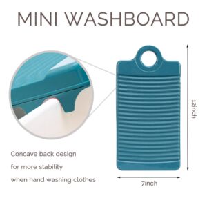 Mini Washboard for Hand Washing Clothes Portable Plastics Wash Board Household Scrub Board Washing Board for Laundry Home Dormitory Travel Small Delicate Articles Cleaning (Blue)