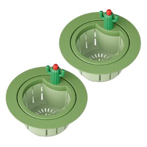 tacarlha cactus kitchen sink drain strainer,sink strainer for most kitchen sink drain basket,easy to clean reusable self-cleaning drain cover kitchen sink protector drain basket decoration green