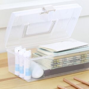 Plastic Clear Storage Box, Multipurpose Organizer and Storage Case, Portable Handled Storage Box for Home, School, Office, First Aids(L 9.1x4.5x3.7in)