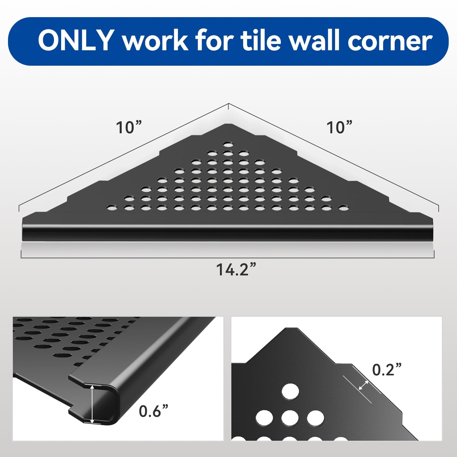 DELLAN Corner Shower Shelves, Bathroom Shelf for Inside Shower, Stainless Steel Corner Shelf for Tile Walls (2 Pack)