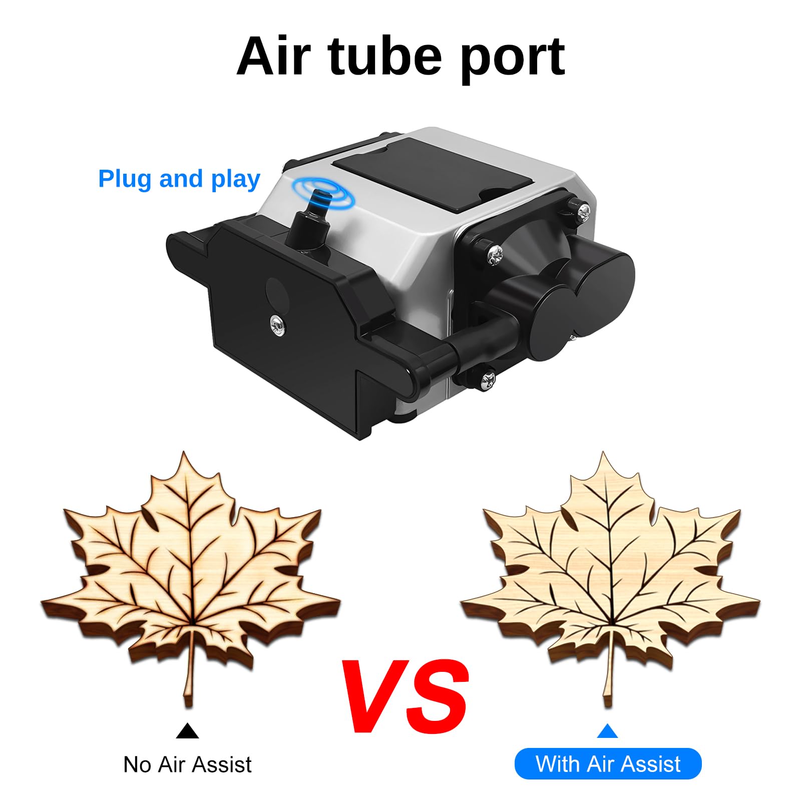 TOOPLAS Air Assist Pump Kit, Adjustable Airflow Air Assist Pump for Laser Cutter and Engraver, Reduce Burn Marks, Protect Laser Module Lens, Smooth Edge Clean Cuts, Remove Smoke and Dust, 26L/min