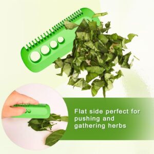 2 Pcs Herb Stripper Tool, Vegetable Herb Eliminator Comb for Kale,Chard, Collard Greens, Thyme, Basil, Cilantro Tool Kitchen Gadgets Green Leaf Herb Stripper (Green)