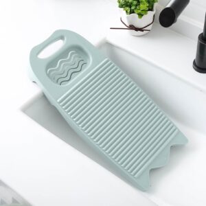 washboard for hand washing clothes portable plastics wash board with soap holder washing board for laundry household scrub board for home school dormitory travel (light blue)