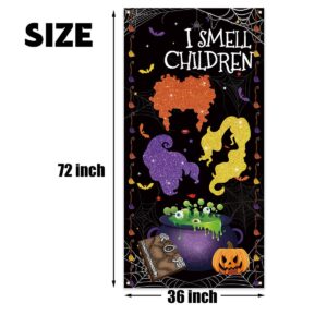 Halloween Decorations Hocus Pocus Door Cover Sanderson Sisters Banner Black Witch Decor Halloween Decorations for Home Party