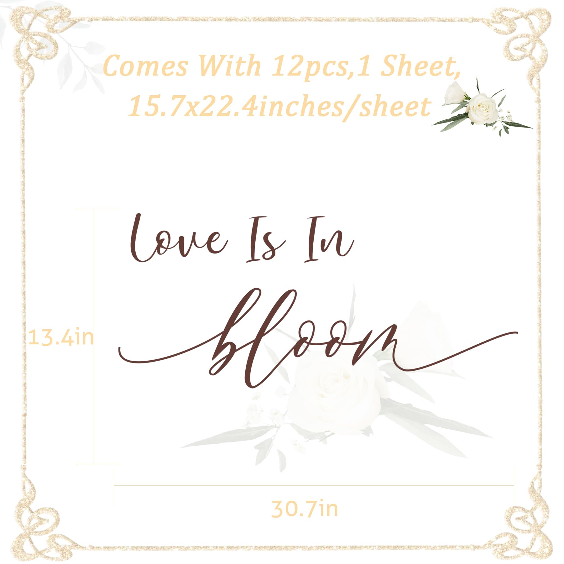 Love is in Bloom Bridal Shower Decal Sign for Balloon Arch Peel and Stick - Love in Bloom Bridal Shower Decorations,Bridal Shower Sticker for Backdrop,Engagement Valentine Wedding Party Supplies