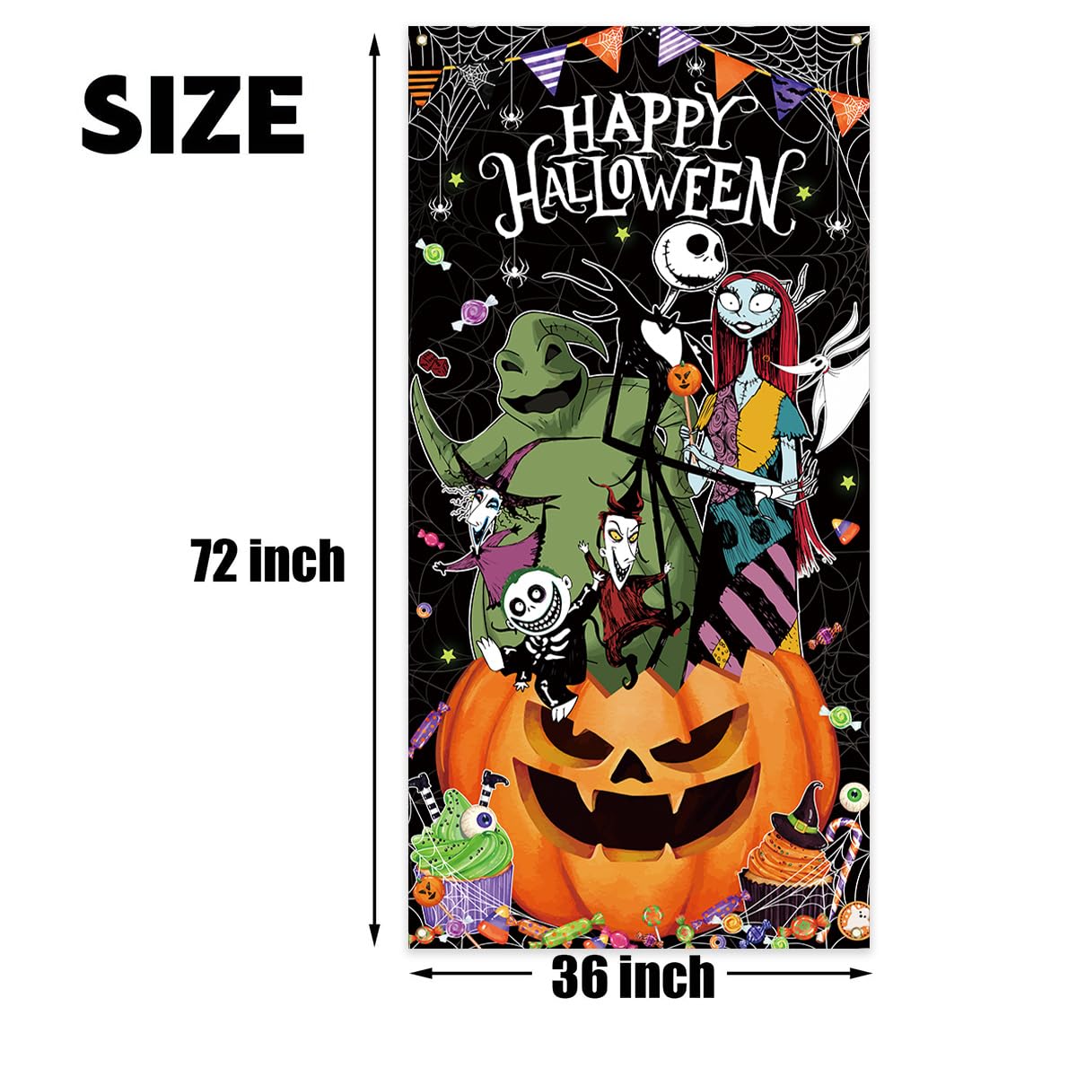 Halloween Decorations Christmas Nightmare Before Door Cover Jack Sally Gothic Banner Day of The Dead Halloween Decorations for Home Party