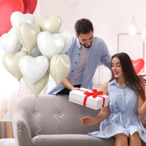 Totelux White Heart Balloons Wedding Decorations Love Foil Balloons Cream White Heart Aluminum Balloons Set for Birthday Engagement Bridal Shower Anniversary Celebration Party Decor Supplies (10Pcs)