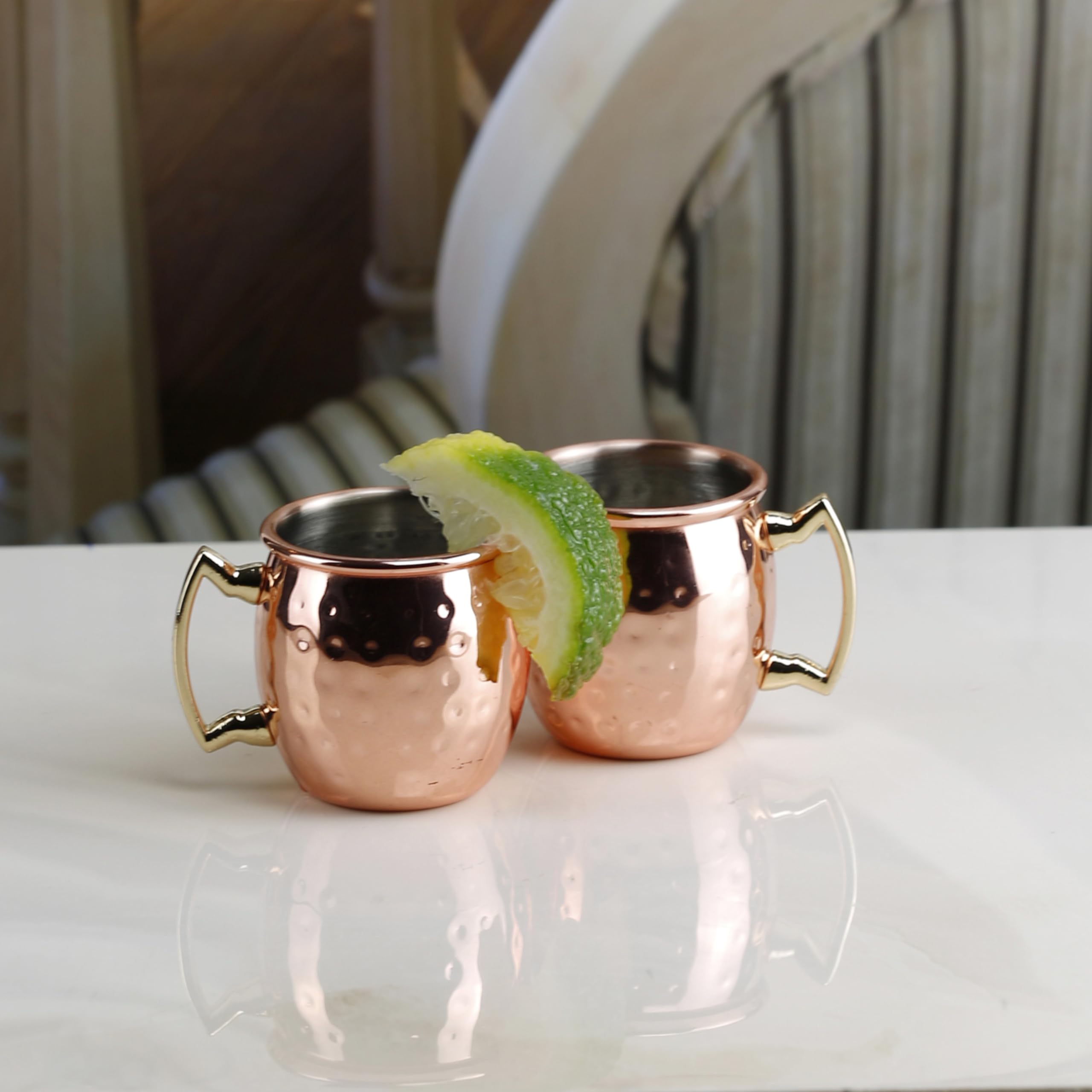 Cambridge EWMT01MTCB1BM Faceted Copper Mini Mule Mug Shot Glasses, Set Of 4