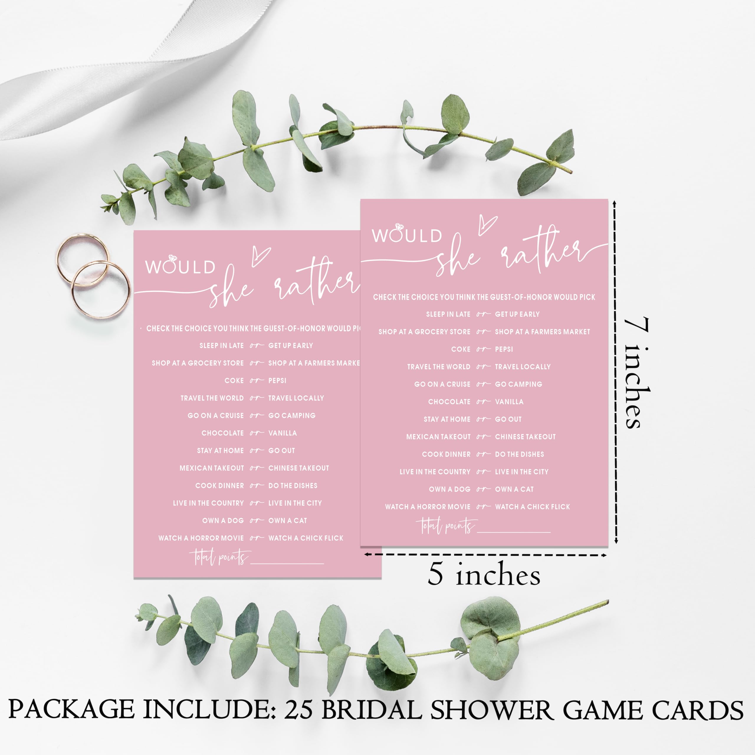 Beshoul Minimalist Bridal Shower Games, Would She Rather, 25 Wedding Party Games, Pink Bridal Shower Games for New Couples Party - B09