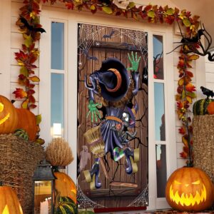 Halloween Decorations Hocus Pocus Door Cover Sanderson Sisters Banner Black Witch Decor Halloween Decorations for Home Party