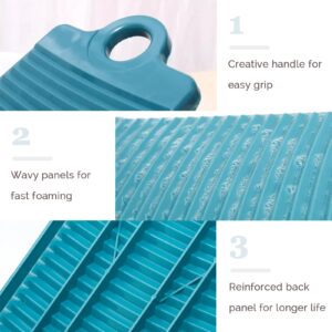 Mini Washboard for Hand Washing Clothes Portable Plastics Wash Board Household Scrub Board Washing Board for Laundry Home Dormitory Travel Small Delicate Articles Cleaning (Blue)