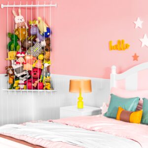 Stuffed Animal Storage Wall, Corner Plush Toys Holder with Star Pattern, Hanging Toy Organizer Shelf for Nursery Bedroom Kid Room Decor Organization