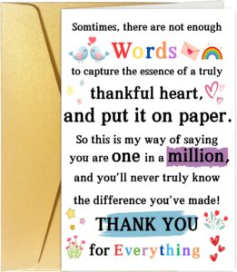 cuncun lovely thank you card for friend, poem thank you card for teacher, appreciation card for boss coworker, sweet friendship card for him her, one in a million