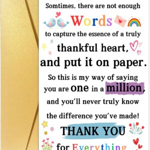 CUNCUN Lovely Thank You Card for Friend, Poem Thank You Card for Teacher, Appreciation Card for Boss Coworker, Sweet Friendship Card for Him Her, One in A Million