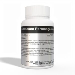 potassium permanganate - high purity oxidizing agent for industrial, laboratory, and water treatment - 99% pure (250 grams)