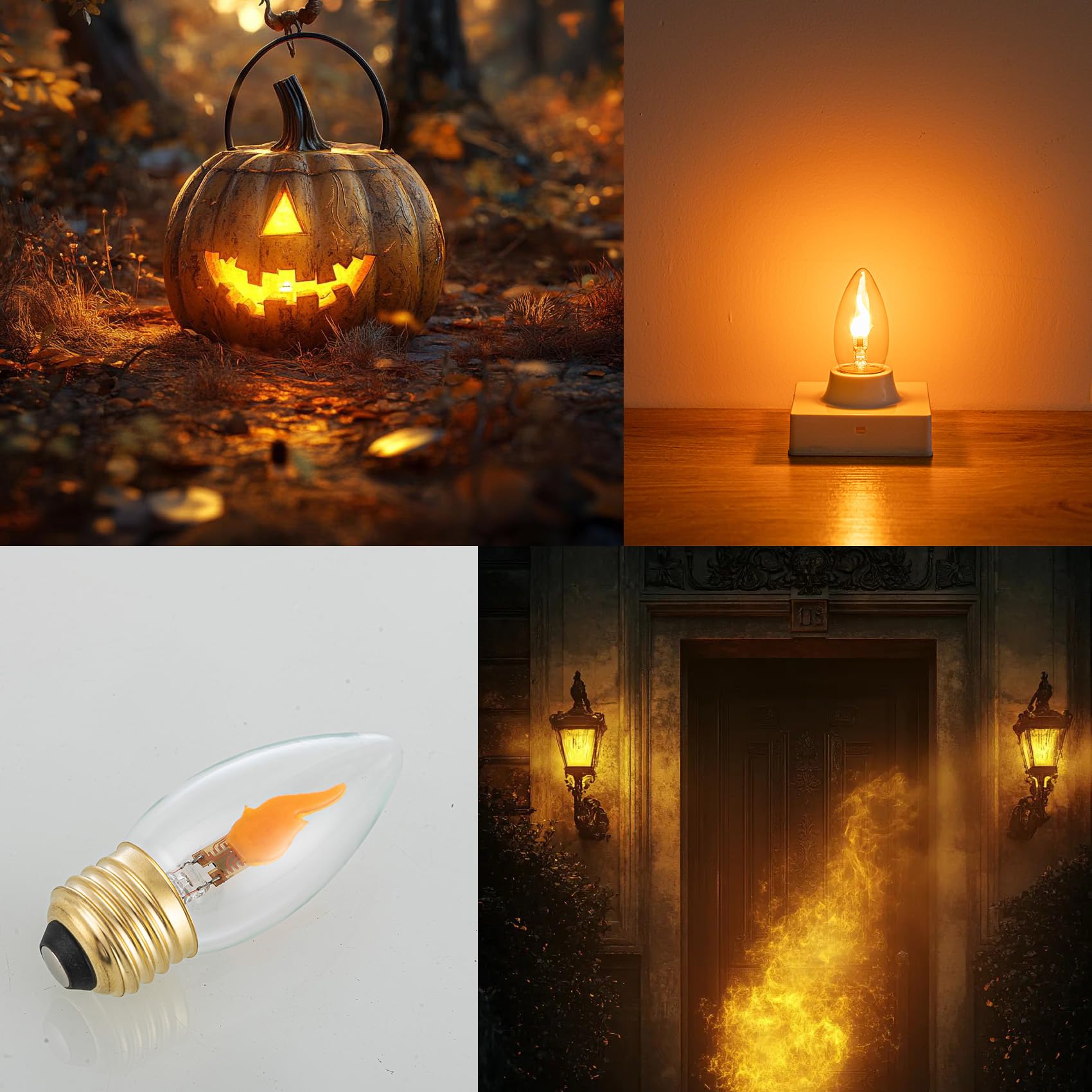 Sunaiony LED Flickering Light Bulbs E26 Flame Effect Bulb Standard Base, Fire Light Bulbs for Halloween Christmas Decoration, 2 Pack