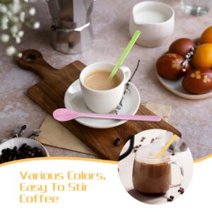 4Pcs 8.9 Inches Long Handle Spoons Iced Tea Spoons Long Handle Mixing Spoon Long Plastic Ice Handle Spoon Coffee Spoons Colorful Teaspoons Long Teaspoons for Ice Cream Sundae Cocktail Hot Chocolat