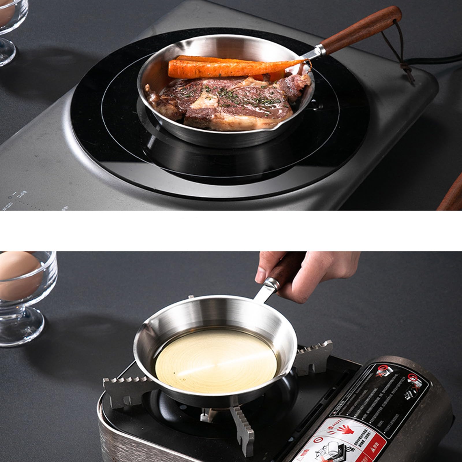 BinaryABC Stainless Steel Frying Pan Mini Pancake Pan Single Egg Frying Pan Mini Skillet