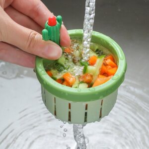 Tacarlha Cactus Kitchen Sink Drain Strainer,Sink Strainer for Most Kitchen Sink Drain Basket,Easy to Clean Reusable Self-Cleaning Drain Cover Kitchen Sink Protector Drain Basket Decoration Green