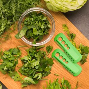 2 Pcs Herb Stripper Tool, Vegetable Herb Eliminator Comb for Kale,Chard, Collard Greens, Thyme, Basil, Cilantro Tool Kitchen Gadgets Green Leaf Herb Stripper (Green)