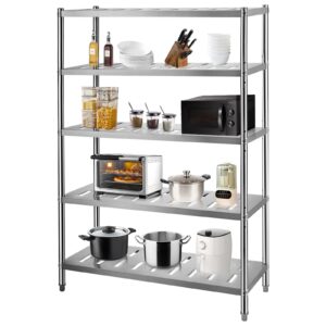 garvee stainless steel shelves,60x18x72 in storage shelf 5-tier heavy duty adjustable shelf unit with adjustable height and vent holes for kitchen garage office restaurant,330lb per shelf