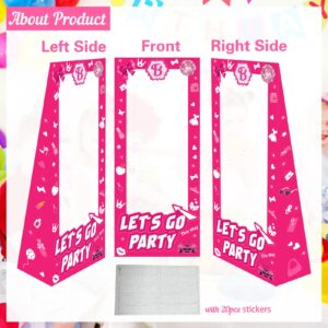 Hot Pink 4.5ft Tall Life Size Stand-in Cardboard Doll Photo Booth Props for Girls Birthday Party Decorations Pink Princess Doll Theme Decor Photoshoot Let's Go Party Supplies(53.9 * 39.3inches)