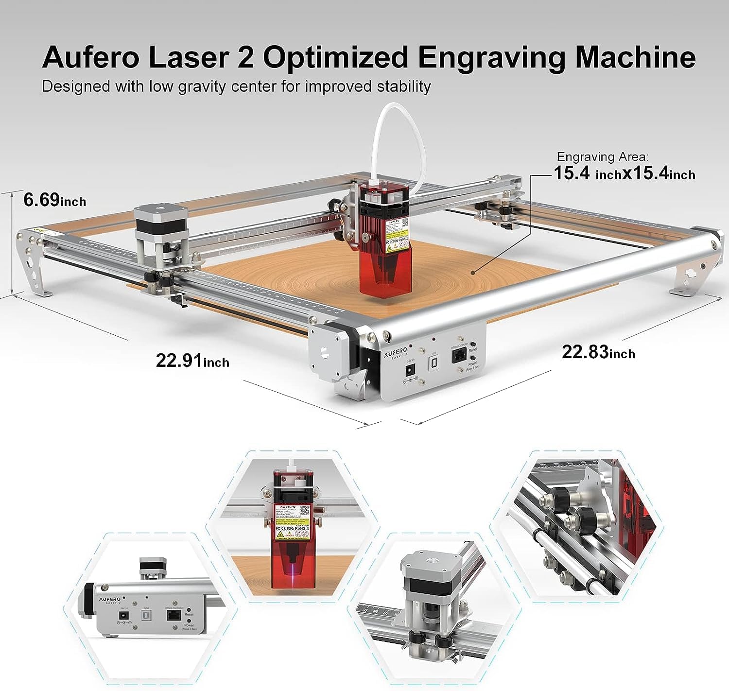 Aufero Laser Engraver, 2 W Diode Laser Engraver Machine, Laser Engraving Machine for Wood/Leather, 15.7x15.7inch Engraving Area, Beginner-Friendly Laser Wood Engraver 2100mW