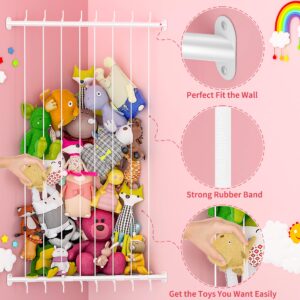 Stuffed Animal Storage Wall, Corner Plush Toys Holder with Star Pattern, Hanging Toy Organizer Shelf for Nursery Bedroom Kid Room Decor Organization