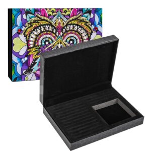 jankow owl 5d diamond jewelry box, diamond art decorative box, rhinestone diamond case storage organizer pu leather jewelry box for women girls storage necklace earrings rings