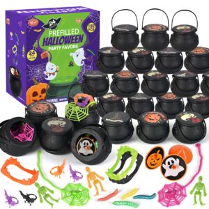 192pcs halloween party favors 24 packs refilled small plastic witch cauldron with assorted halloween toys in bulk trick or treat miniatures for classroom students exchange halloween carnival prizes