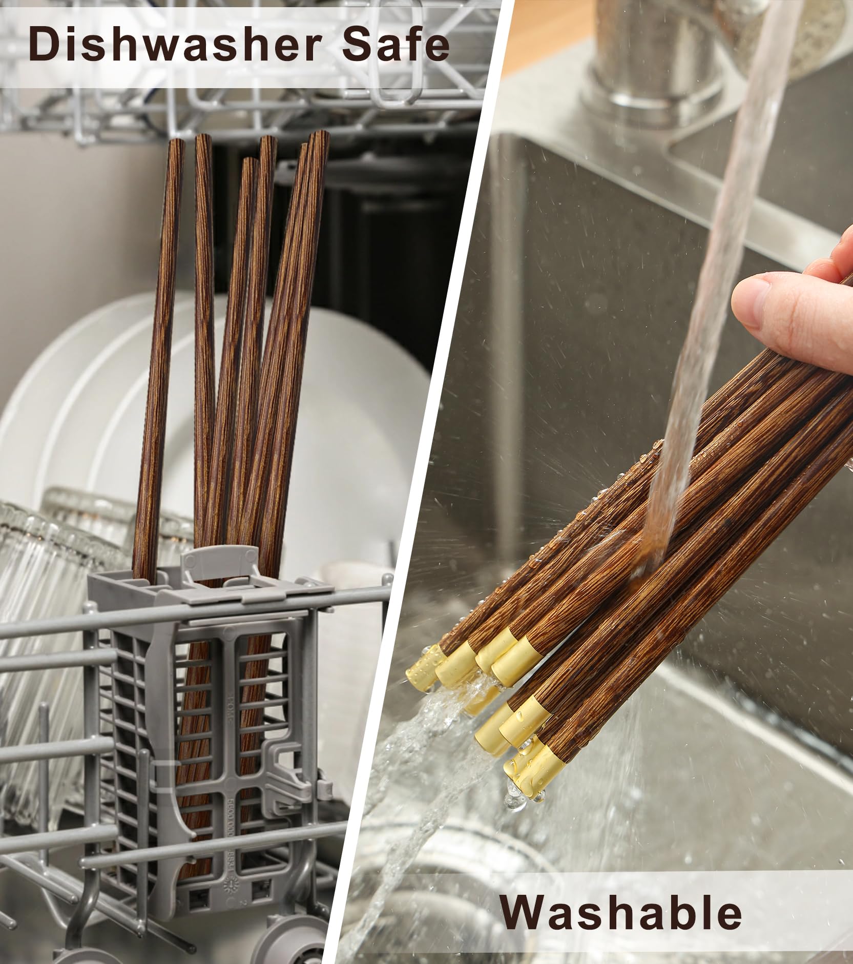 LOROTOCO 100 Pairs Wooden Chopsticks | Reusable | Dishwasher Safe | Bulk | Chinese- （9.84in）