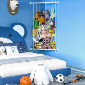 Stuffed Animal Storage Wall, Corner Plush Toys Holder with Star Pattern, Hanging Toy Organizer Shelf for Nursery Bedroom Kid Room Decor Organization