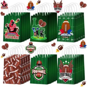 outus 24 pcs football party favor bags with handles football paper goodie bags sports gift candy treat bags football theme party decorations for birthday party baby showers supplies