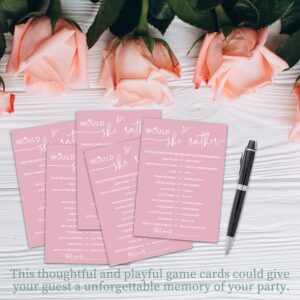 Beshoul Minimalist Bridal Shower Games, Would She Rather, 25 Wedding Party Games, Pink Bridal Shower Games for New Couples Party - B09