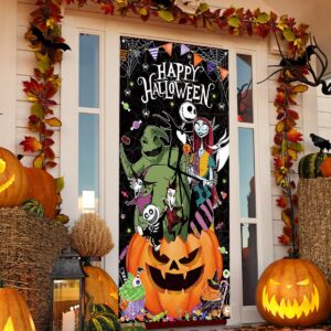 Halloween Decorations Christmas Nightmare Before Door Cover Jack Sally Gothic Banner Day of The Dead Halloween Decorations for Home Party