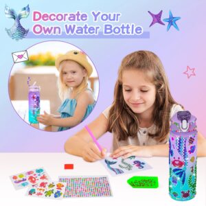 Cherry Tale Mermaid Gifts for Girls Age 5 6 7 8 9 10, Girls Mermaid Birthday Gifts Set with Light Up Star Pillow Diary Plush DIY Water Bottle Kits Christmas Presents Toys