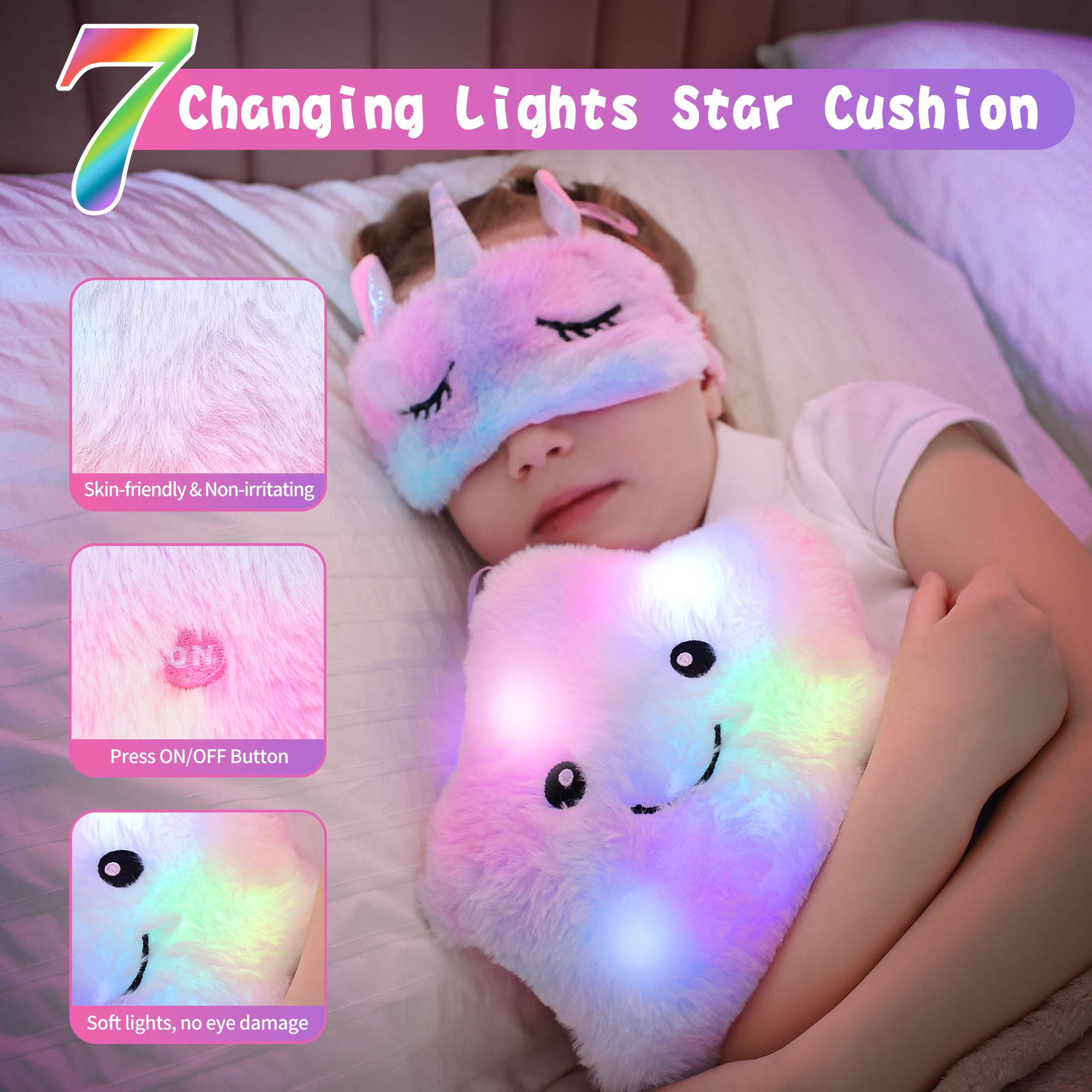 Cherry Tale Mermaid Gifts for Girls Age 5 6 7 8 9 10, Girls Mermaid Birthday Gifts Set with Light Up Star Pillow Diary Plush DIY Water Bottle Kits Christmas Presents Toys