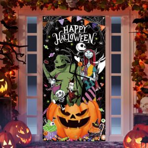 halloween decorations christmas nightmare before door cover jack sally gothic banner day of the dead halloween decorations for home party