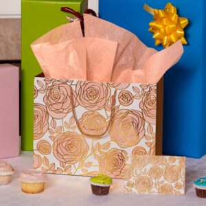 SZSYXSM 13" Rose Gold Large Gift Bag with Card and Tissue Paper