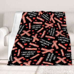 Shishiimo I Just Really Like Bacon Blanket-Bacon Gift for Kids Men Women-Soft Flannel Lightweight Blanket for Sofa Bed Birthday Festival Camping Outdoors 40"x50" for Kids Children