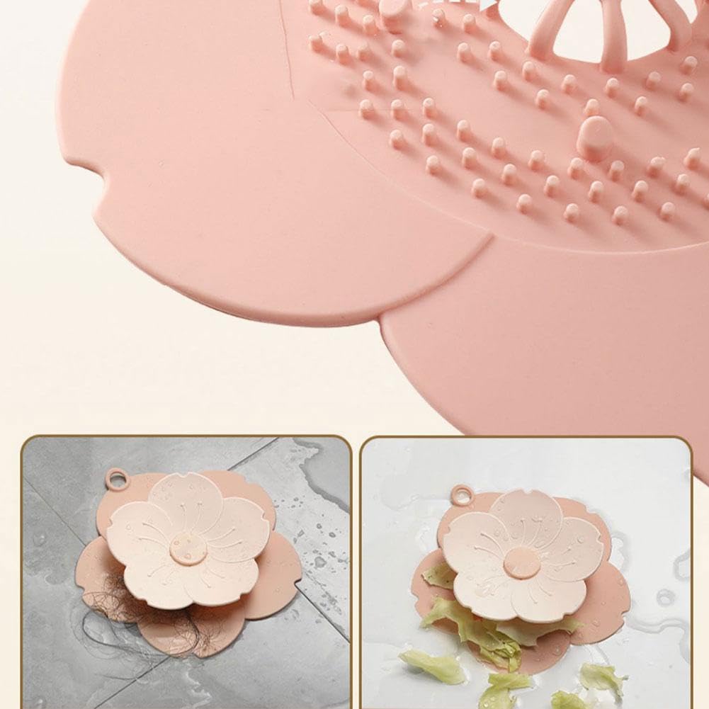 Bathtub Drain Cover Tub Stopper,Silicone Floor Drain Cover for Bathroom,Flower Shape Drain Hair Catcher Strainer,Kitchen Sink Drain Stoppers,Anti-Odor Shower Drain Stopper