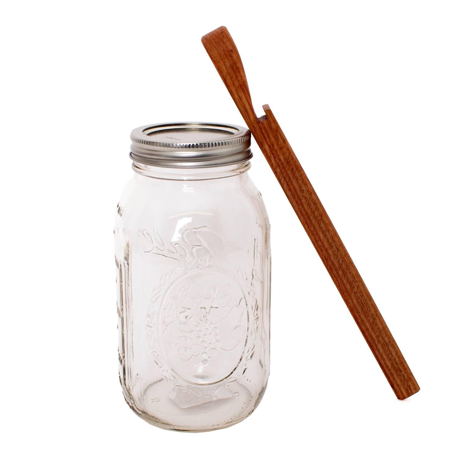 Lehman's Wooden Canning Lid Opener Helps Open Stubborn Canning Jar Lids Without Damage, Amish Made Solid Oak, 10.25 inch