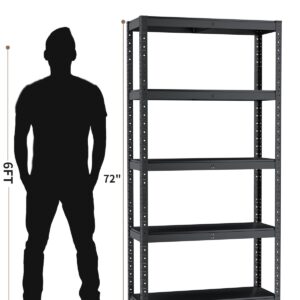 5-Tier Adjustable Metal Storage Shelves,Heavy Duty 1750 lbs Capacity Shelving,Waterproof Rust-Resistant Tool-Free Assembly Multi-Functional Garage Shelves Utility Shelf Rack 15.75"Dx31.5"Wx72"H