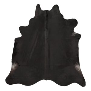 Cowhides Direct Genuine Cowhide Rug - Solid Black Rug for Living Room, Bedroom & More - Authentic Cow Rug (6’x7’ Solid Black)